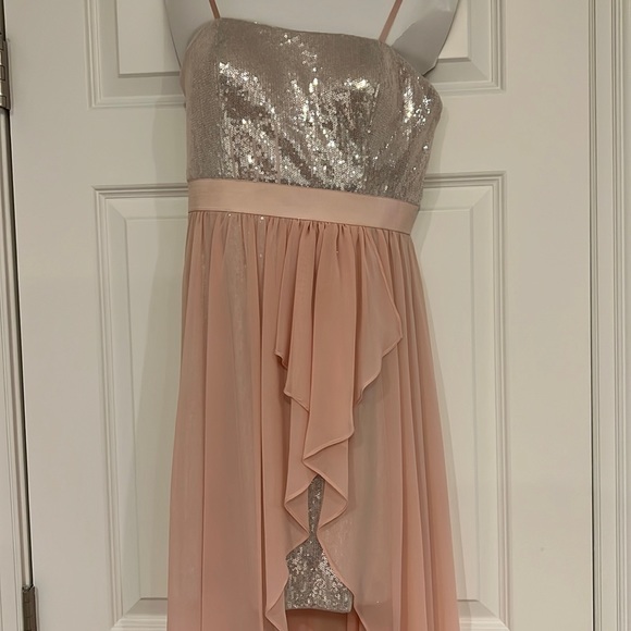 Aqua | Dresses | Silver Pink Hi Low Evening Dressgown | Poshmark